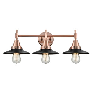 Caden 3 Light Bathroom Vanity Light, Antique Copper, Matte Black ...