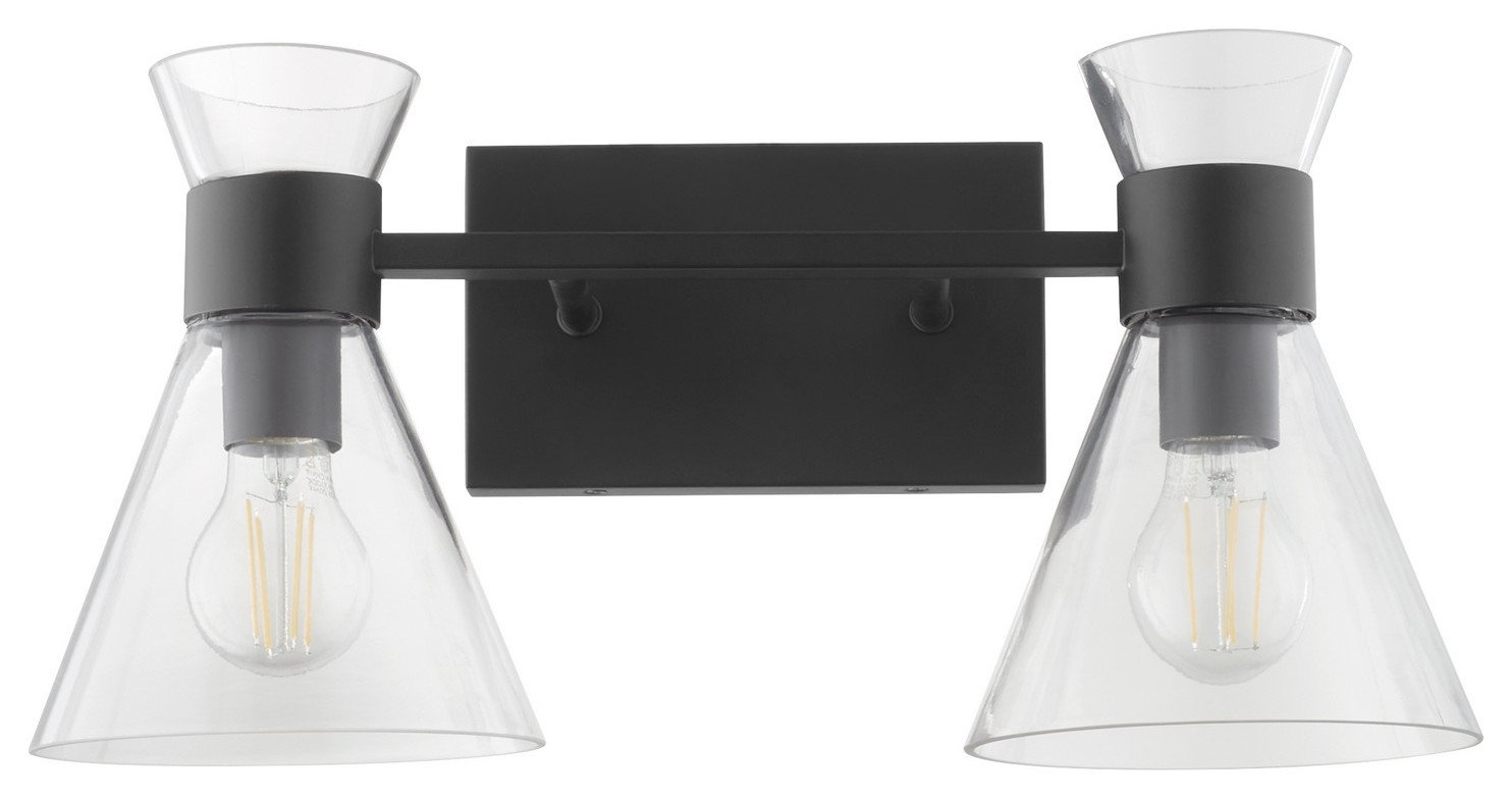 Beldar Vanity in Matte Black W/ Clear Glass - Midcentury - Bathroom ...