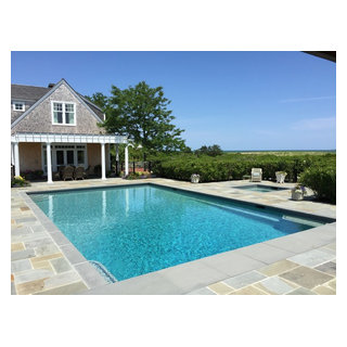 French Grey Pebble Sheen w/ 1" Glass Tile - Pool - Boston - by Atlantic ...