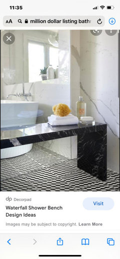 waterfall edge shower bench