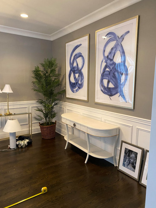 Big art hung too high above wainscoting? | Houzz Forum