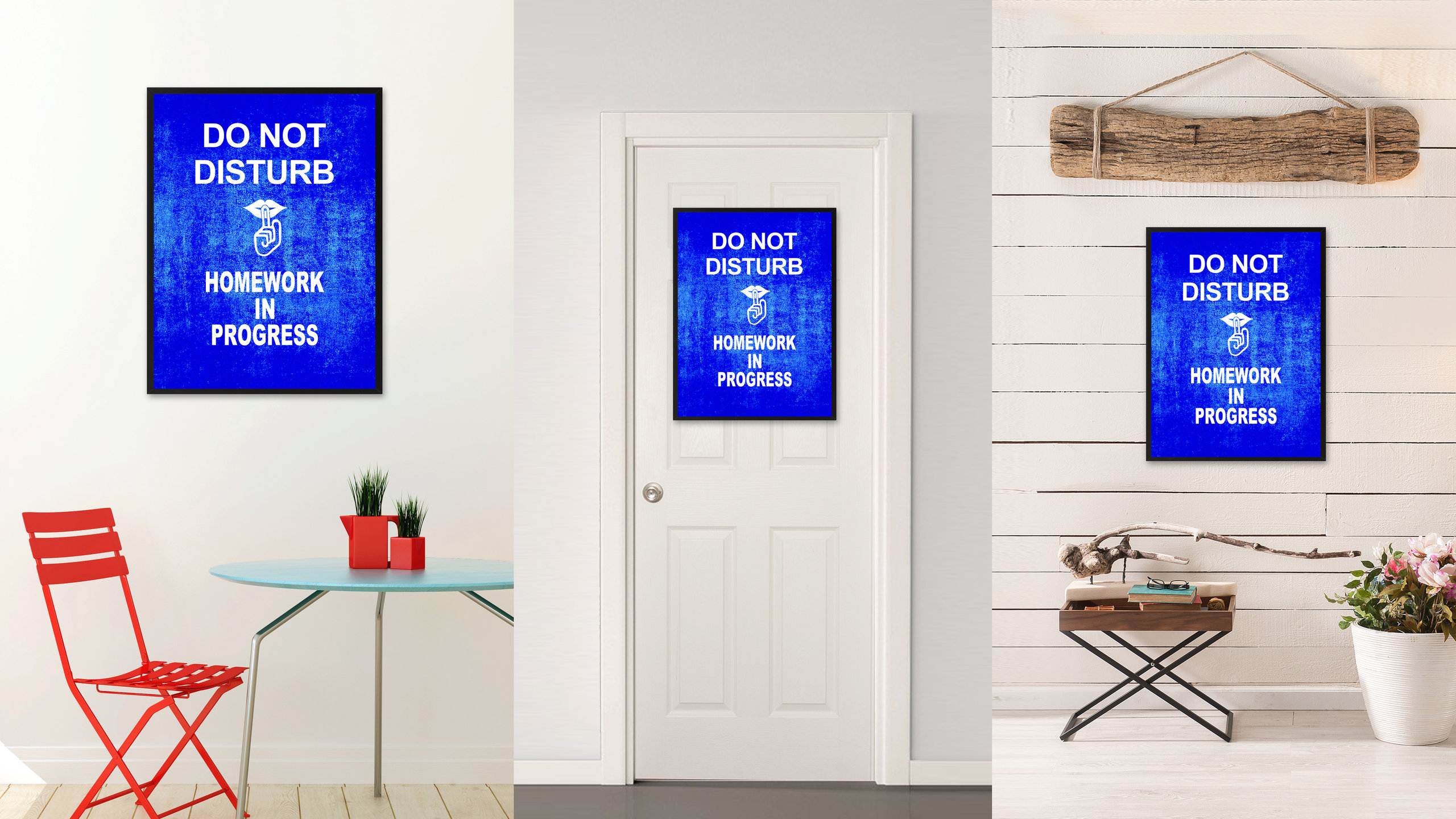 "Don't Disturb Shhh Homework In Progress" Sign Blue Canvas Print with ...