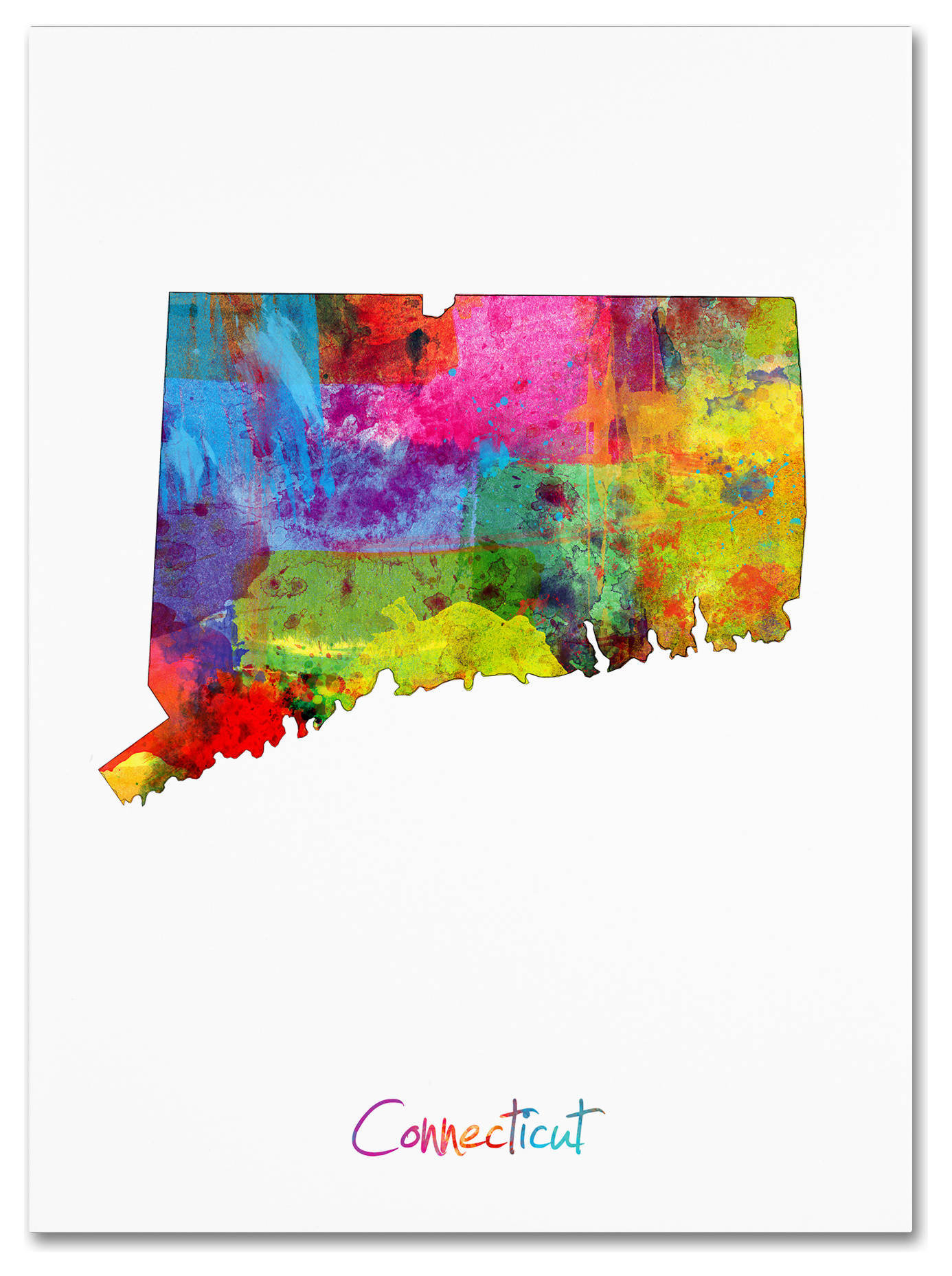 "Connecticut Map" Canvas Art by Michael Tompsett, 24"x32" - Traditional ...