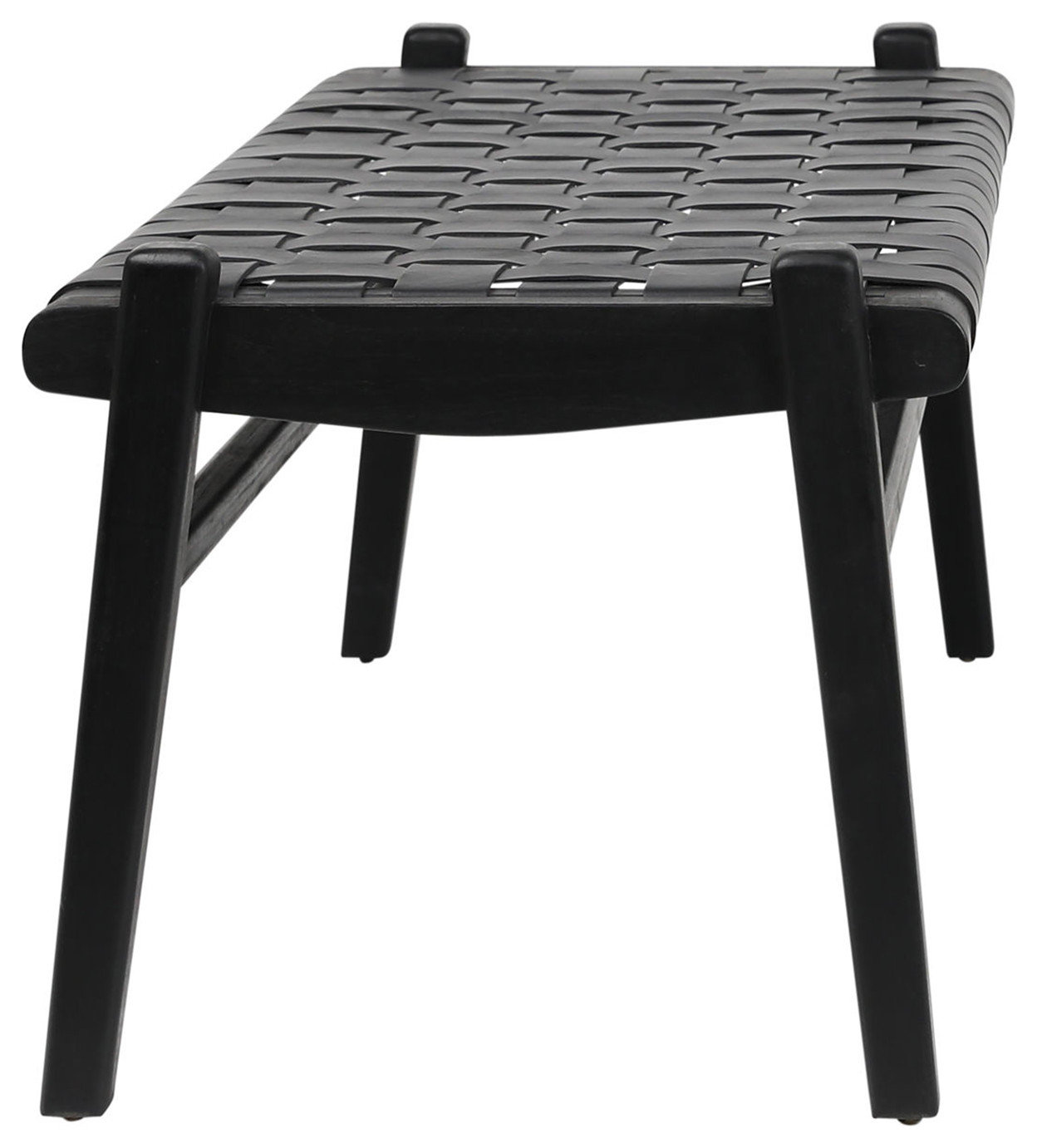 Black Leather Strap Bench - Transitional - Accent And Storage Benches ...