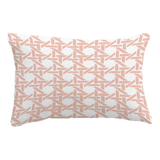 Rattan Geometric Geometric Print Pillow With Linen Texture, 14" x 20 ...