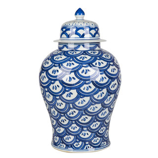 Handcrafted Blue Sea Wave Ceramic Jar, Small - Asian - Decorative Jars ...