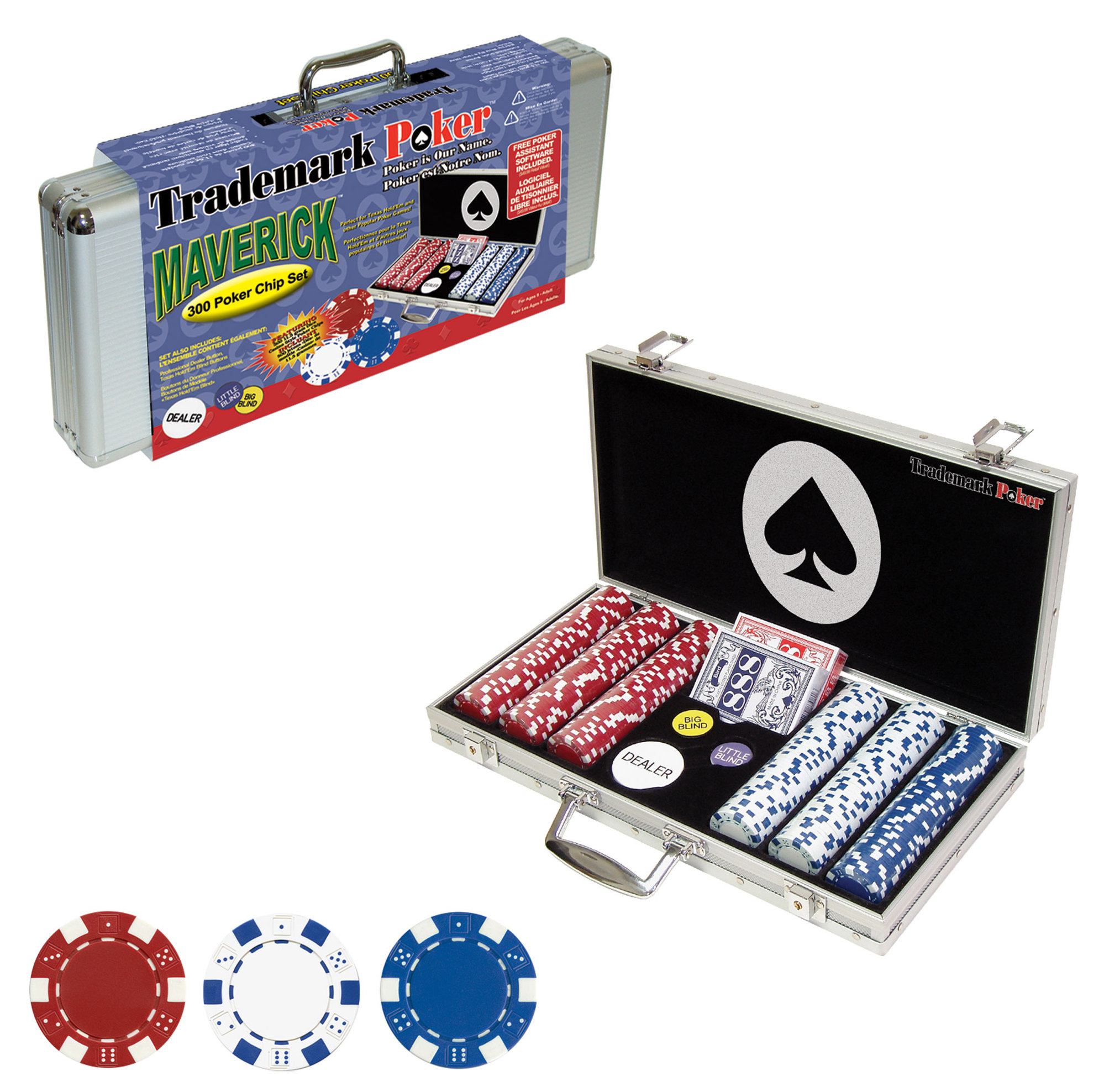 300 11.5g Maverick Dice Poker Chip Set in Aluminum Case by Trademark ...