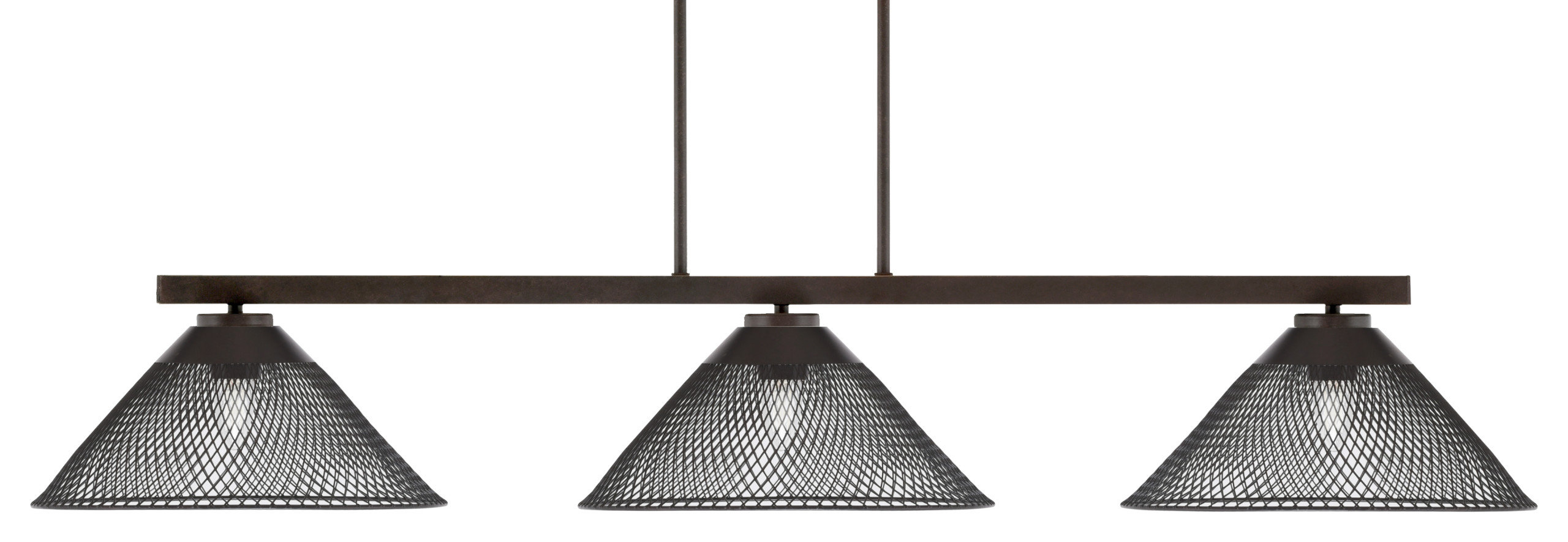 Atlas 3 Light Bar Dark Granite Finish 14" Dark Granite Cone Mesh Metal ...