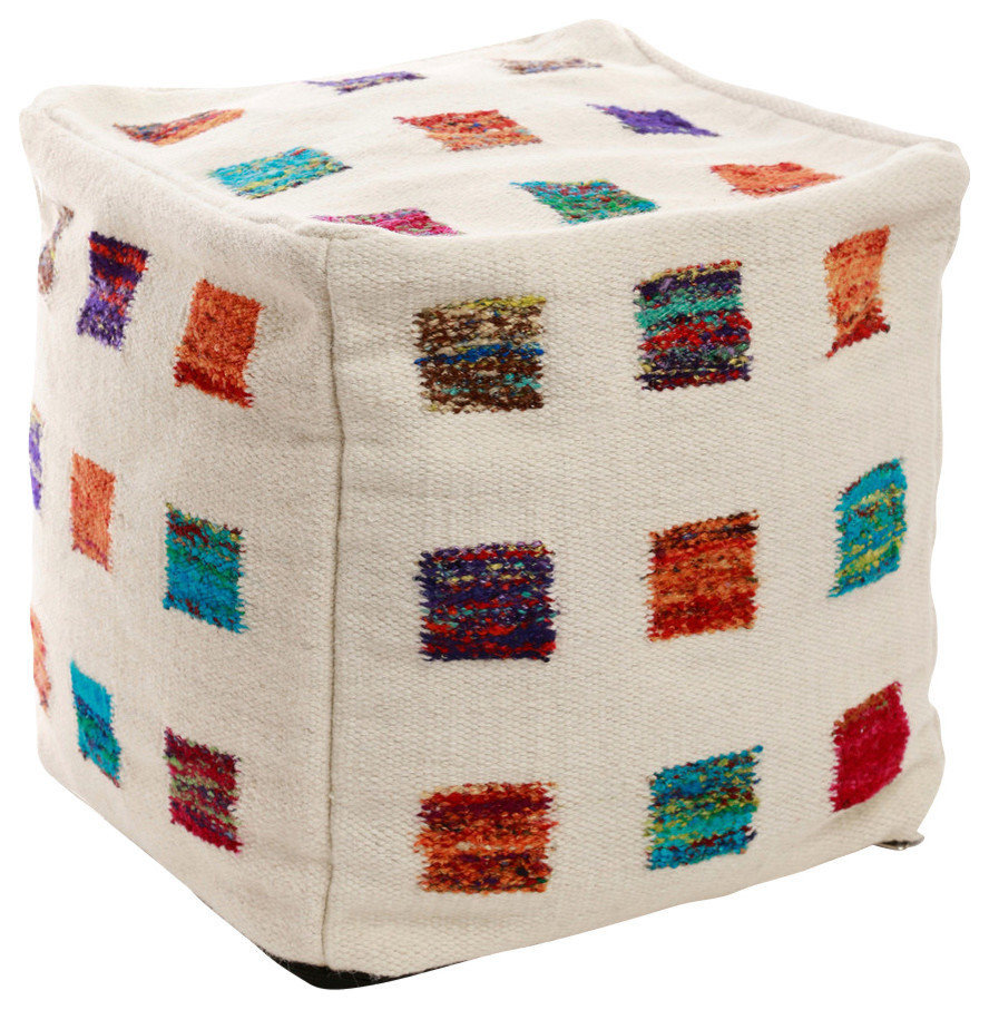 Multicolor Square Wool Pouf - Contemporary - Floor Pillows And Poufs ...