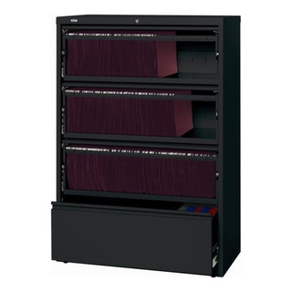 UrbanPro 26" 4-Drawer Contemporary Metal Lateral File Cabinet in Black ...