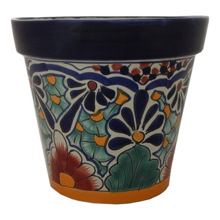 Mexican Ceramic Flower Pot Planter Folk Art Pottery Handmade Talavera ...