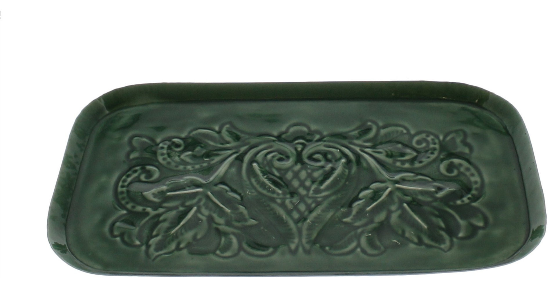 Petite Green Floral Embossed Tray - Traditional - Serving Trays - by ...