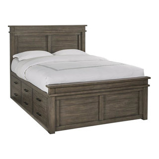 Transitional Greystone Queen Captains Bed, Belen Kox - Rustic ...