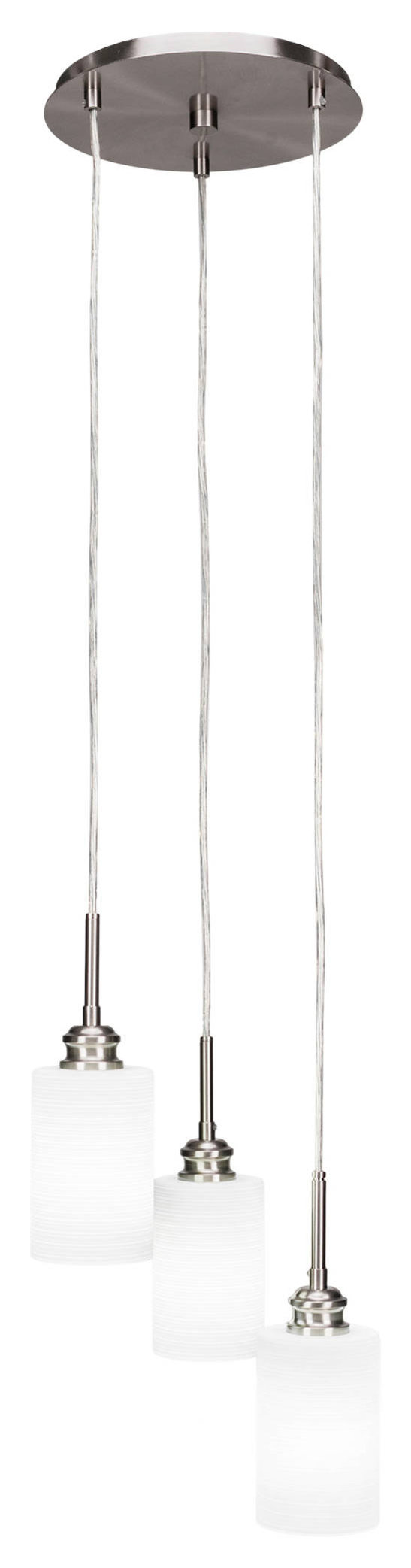 Edge 3-Light Cluster Pendalier, Brushed Nickel/White Matrix ...