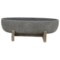 Patio 25" Wide Oval Standing Pot - Transitional - Outdoor Pots And ...