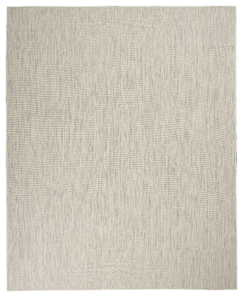 Nourison Courtyard 84" x 120" Fabric Indoor/Outdoor Rug in Ivory Silver ...