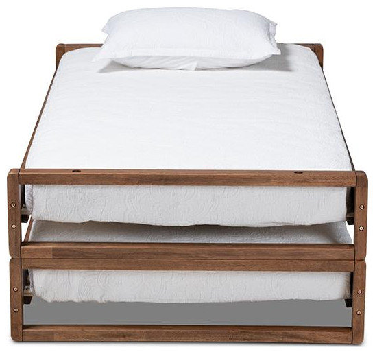 Walnut Finished Wood Expandable Twin Size to King Size Bed Frame ...