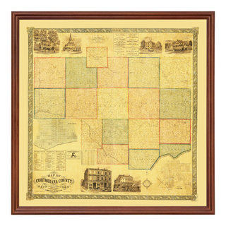 Columbiana County Map Framed Art 1860, Vintage Ohio Wall Decor, 24x24 ...