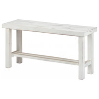 36" Rustic White Distressed Bench - Farmhouse - Accent And Storage ...