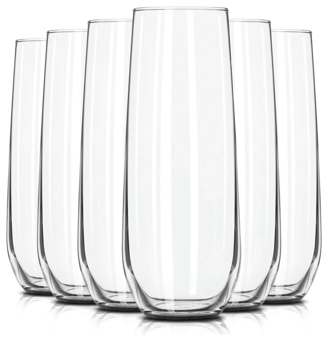 Libbey 8.5 oz. Stemless Flute Glasses Set of 6 - Contemporary - Wine ...