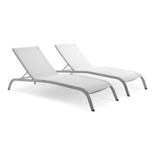 Savannah Outdoor Patio Mesh Chaise Lounge Set of 2 - Transitional ...