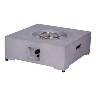 Square Faux Stone Outdoor Fire Pit with Rain Cover - Transitional ...
