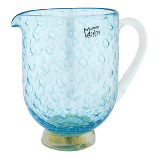 GlassOfVenice Serenissima Murano Glass Pitcher - Aqua Blue ...