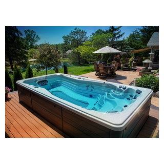 Challenger 15D Swim Spa Small Backyard & Deck - Transitional - Deck ...