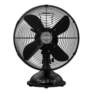 Hunter Classic Matte Black 4-Blade Oscillating 3-speed Desk Fan ...