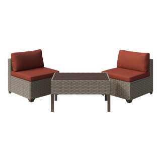 Keys 3-Piece Outdoor Conversation Set with Armless Sofas and Coffee ...