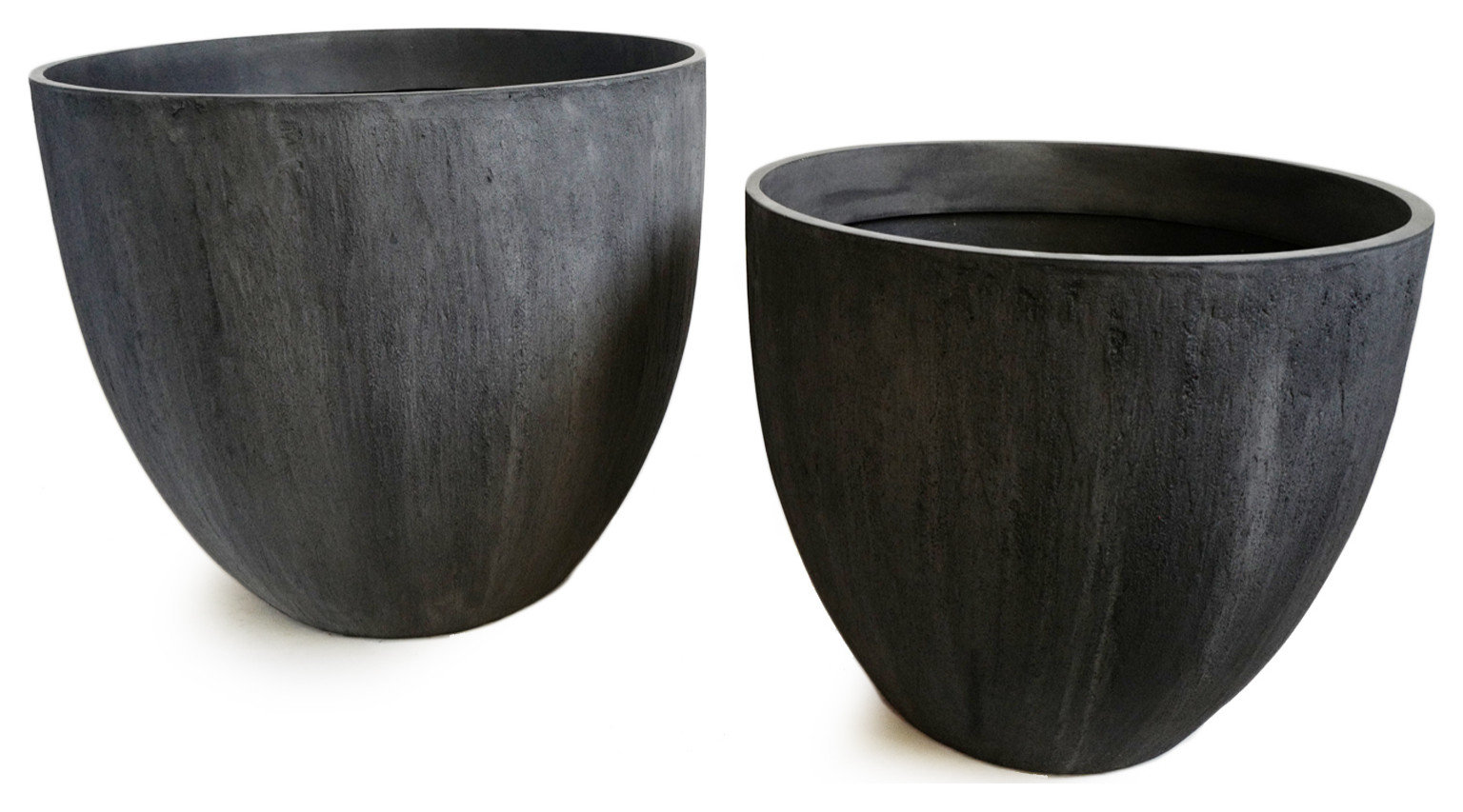 Charcoal Composite Planter Pot Medium - Transitional - Outdoor Pots And ...