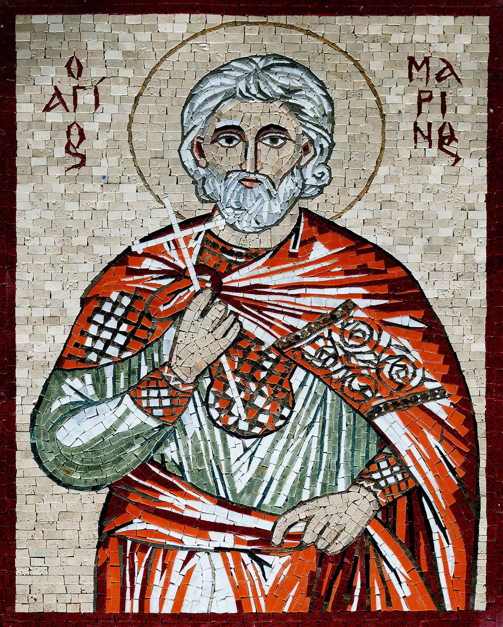 Saint Nicholas Religious Mosaic Art, 35" x 44" - Contemporary - Tile ...
