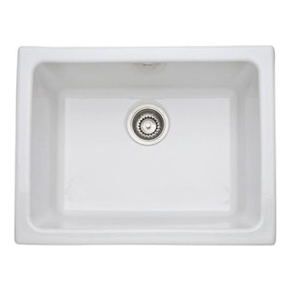 Rohl Allia 6347-00 Single Basin Undermount Fireclay Kitchen Sink, White ...