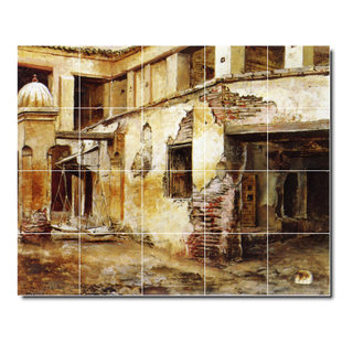 Edwin Weeks Village Painting Ceramic Tile Mural #31, 60" Wide x 48 ...