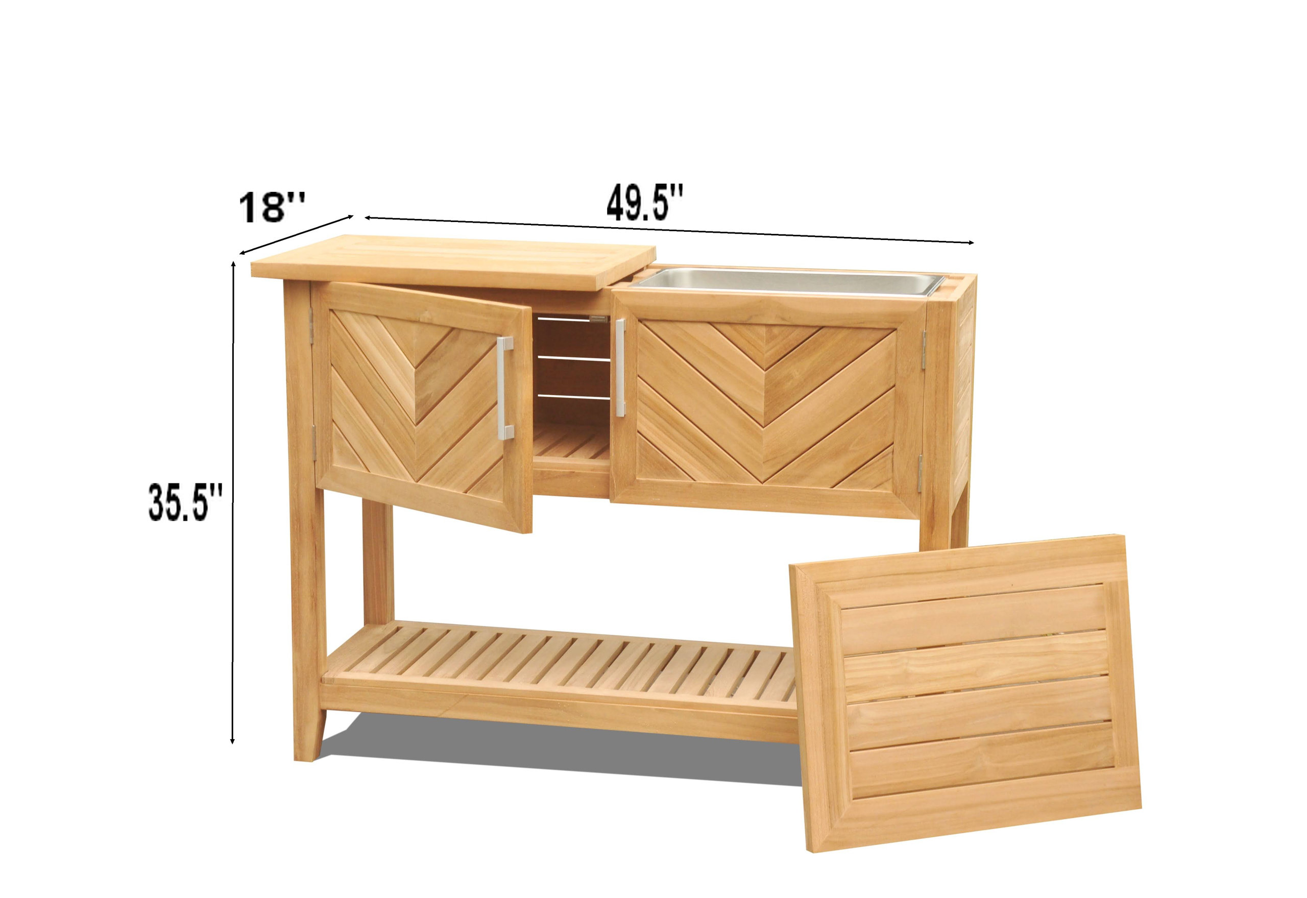 Ventura Teak Console Table - Outdoor, Bar, Patio Serving Area Ample ...