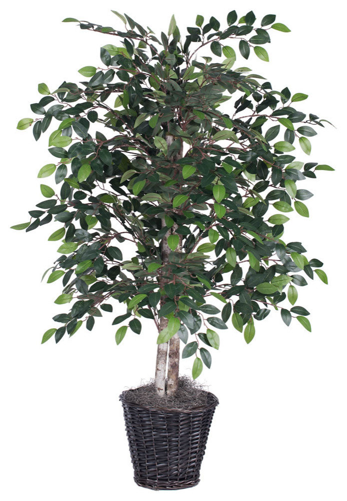 Vickerman TBU4240 4' Artificial Mini Ficus Bush, Rattan Basket ...
