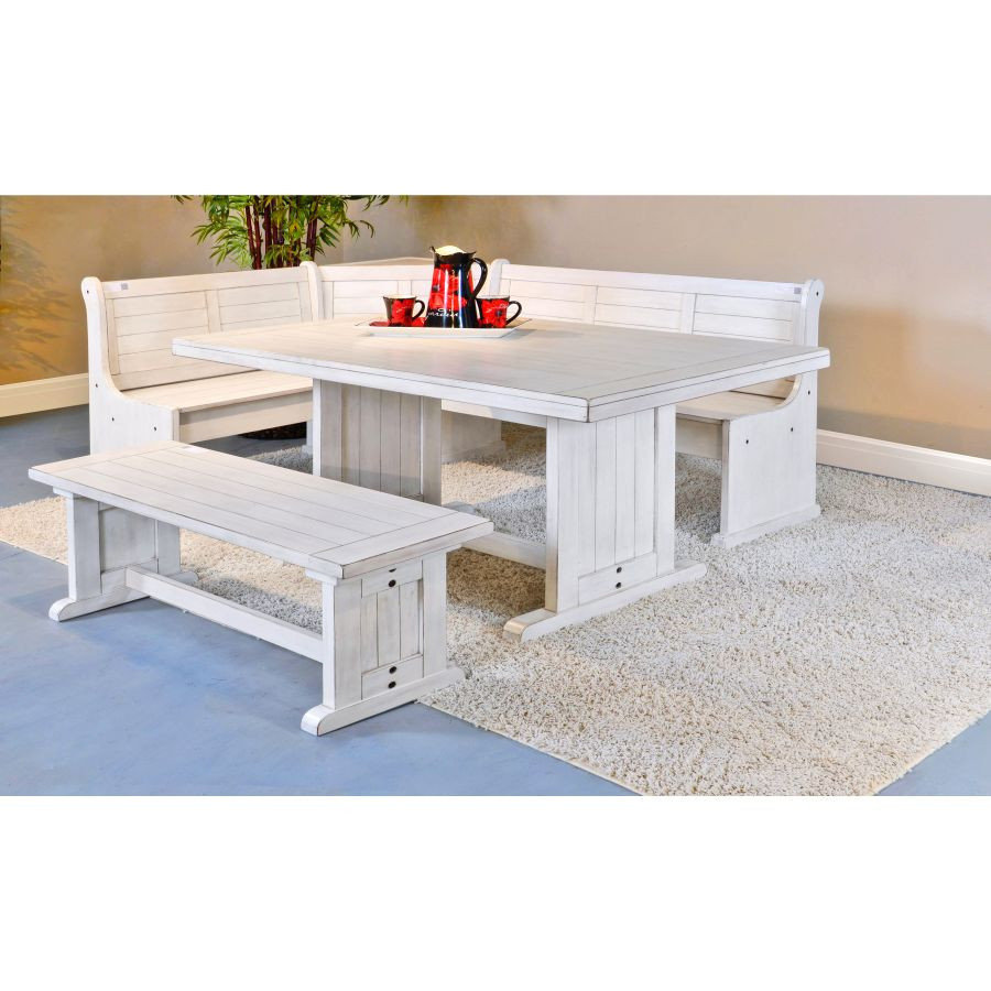 60 inch Off-White Wood Farmhouse Dining Table Rectangle - Farmhouse ...
