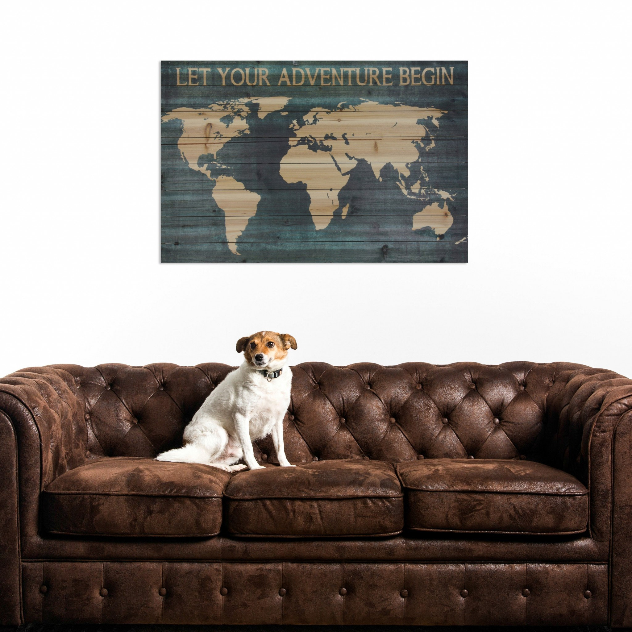 Adventure World Map Wood Plank Wall Art - Contemporary - Prints And ...