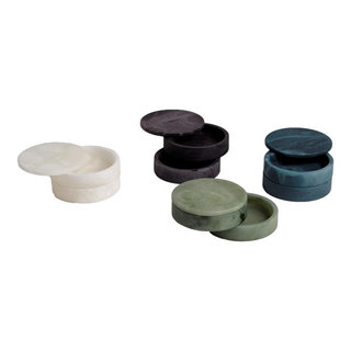 Elegant Multi Color Alabaster Stone Round Swivel Box Tiered, 4-Piece ...