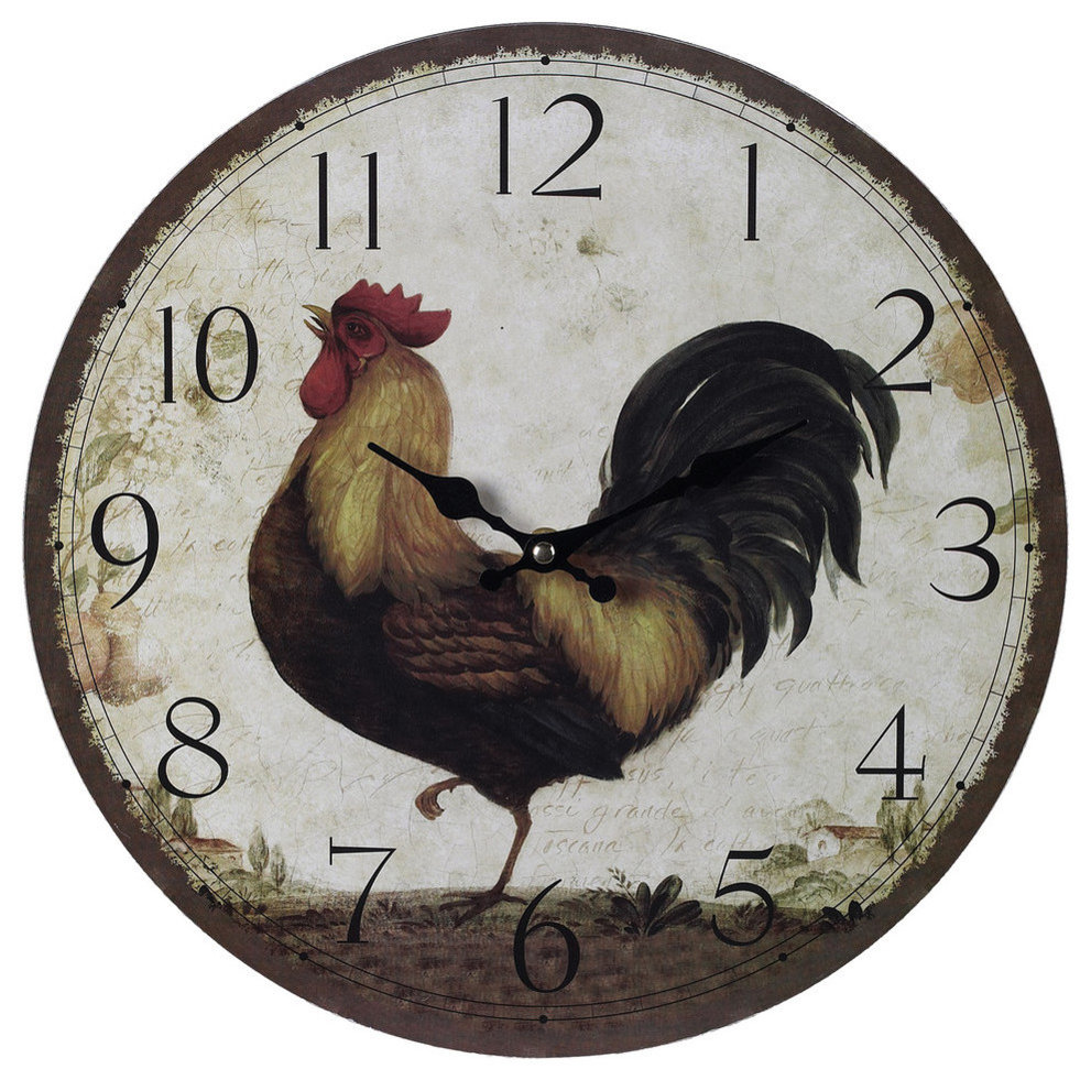Rooster Clock, Large - Farmhouse - Wall Clocks - by Buildcom | Houzz