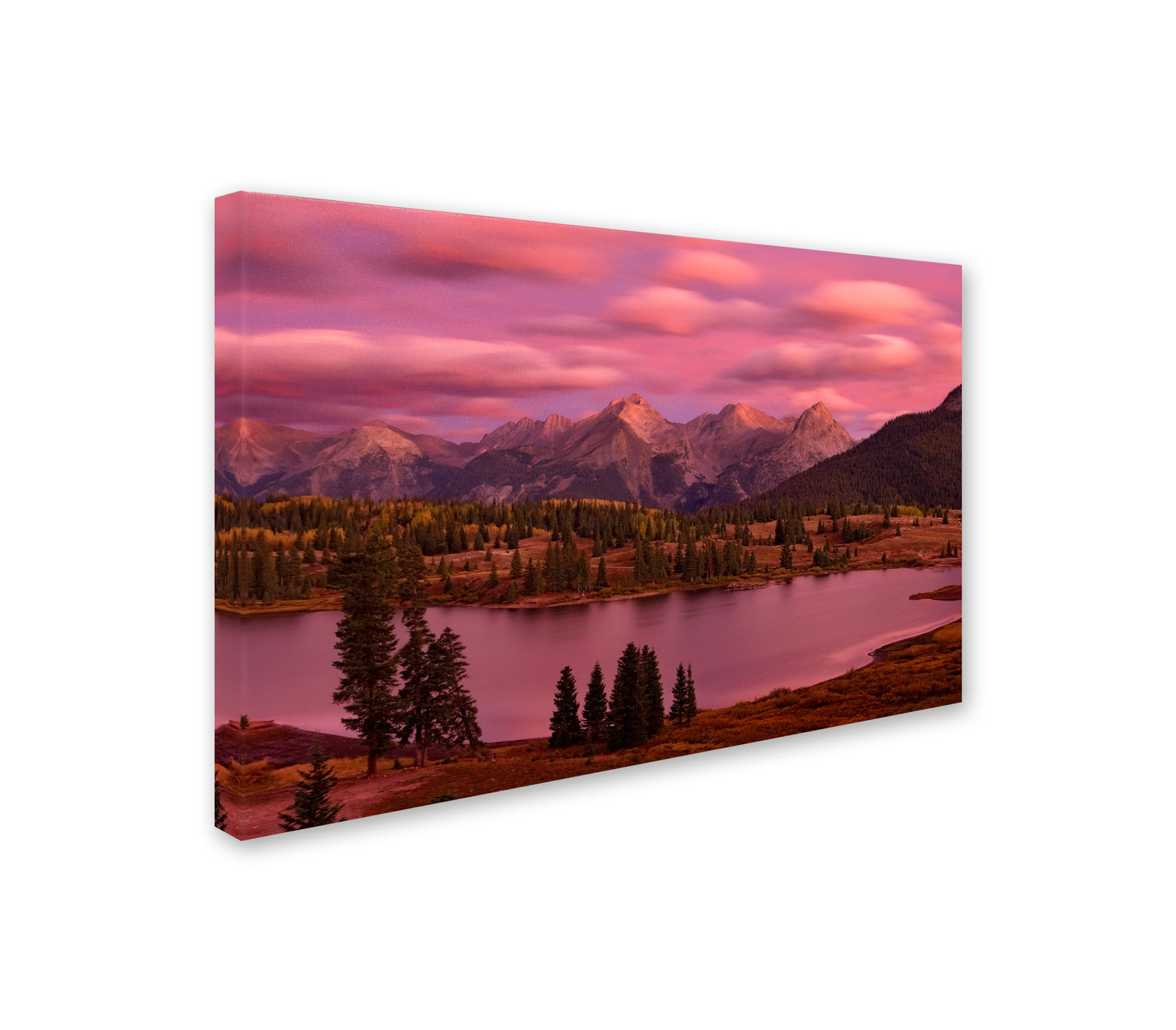 Mike Jones Photo 'Silverton Lake Dusk' Canvas Art, 30"x47" - Rustic ...