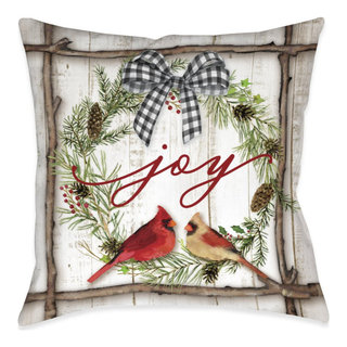 Laural Home Joyful Cardinal 18" X 18" Indoor Decorative Pillow, 18" X ...