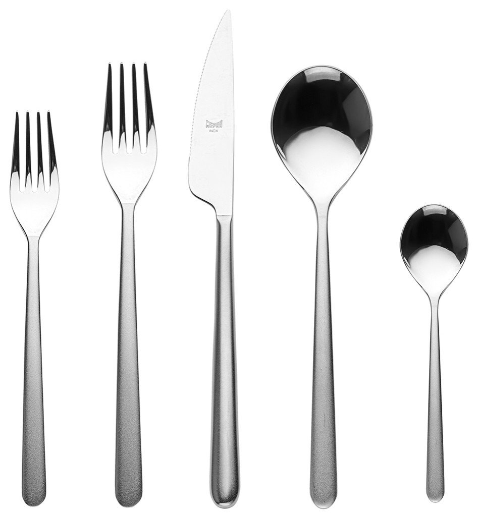 Linea Flatware Set 5 Pcs. Frozen - Contemporary - Flatware And ...