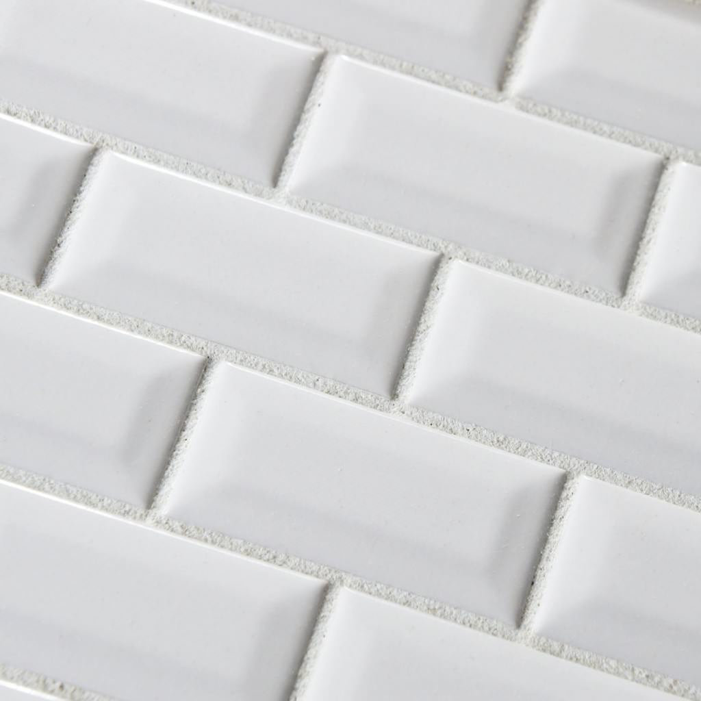 Subway Bevel Glossy Ceramic Tiles, White, Sample - Modern - Wall And ...