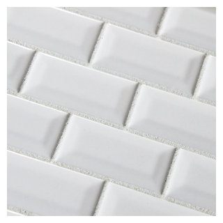 Subway Bevel Glossy Ceramic Tiles, White, Sample - Modern - Wall And ...