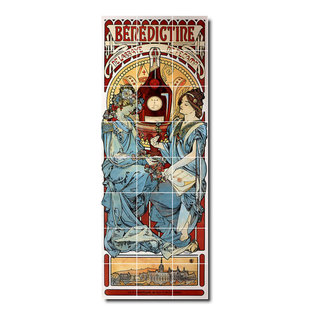 Alphonse Mucha Poster Art Painting Ceramic Tile Mural #3, 36" Wide x 96 ...