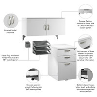 Office in an Hour Cubicle Storage Set in Pure White - Engineered Wood ...