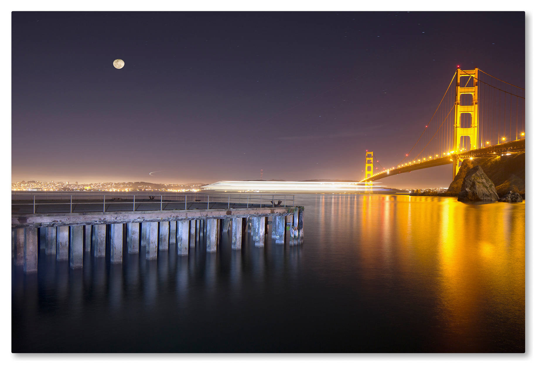 "Golden Gate Pier and Stars" Canvas Art by Moises Levy, 30"x47 ...
