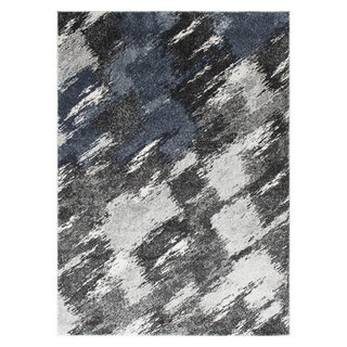 Allstar Living Room Area Rug with Slanted Brush Strokes design in Blue ...