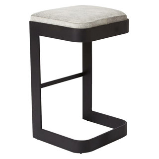 Regan Low Bar Stool with Grey Hair - Industrial - Bar Stools And ...